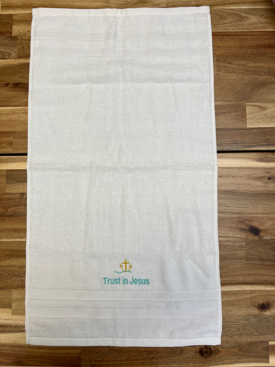 Church Gift- Hand Towel with Trust in Jesus – Turtleworks - Custom ...